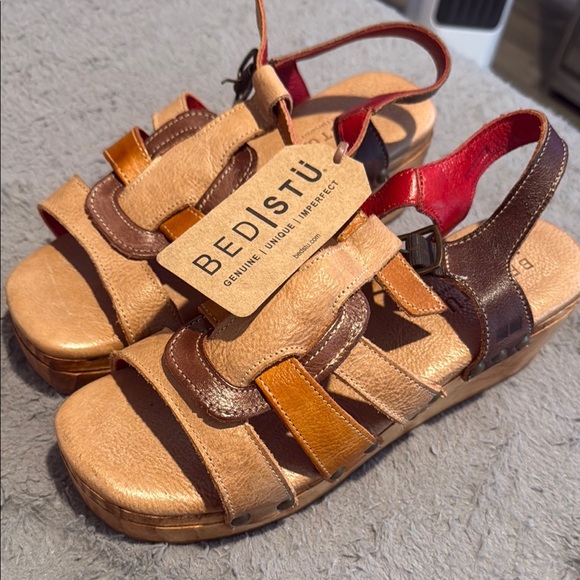 BED|STU | Shoes | Bedstu Tan And Brown Leather Sandals With Multistrap ...